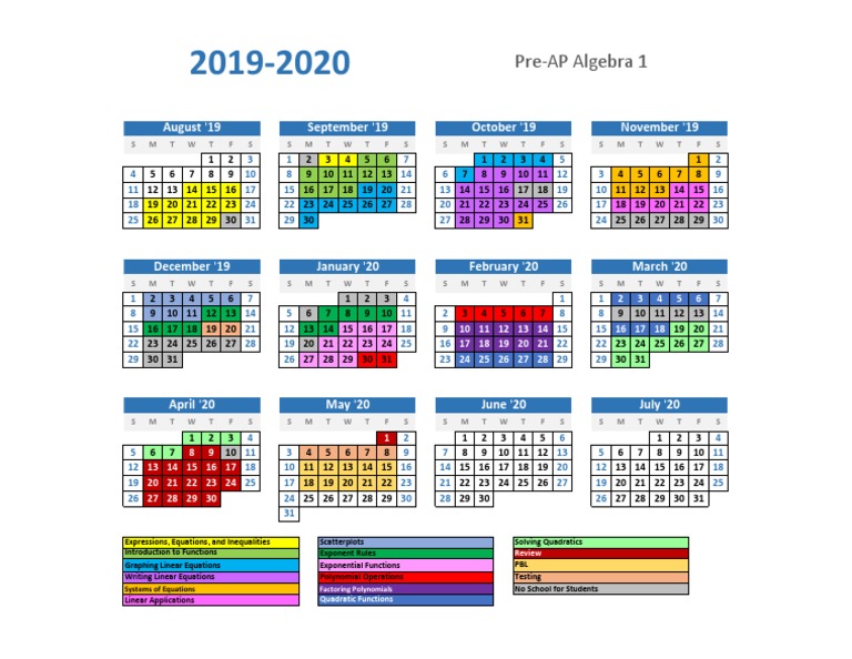 Pre Ap Algebra 1 Pacing Calendar | PDF | Equations | Quadratic Equation