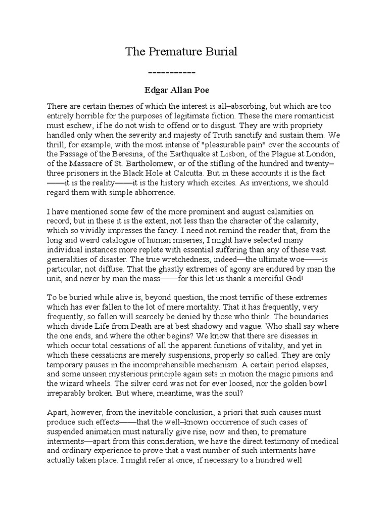 21 The Premature Burial - Edgar Allan Poe | PDF | Burial | Sleep
