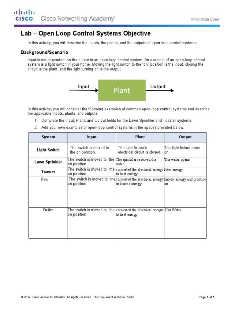 1.1.3.9 Lab - Open-Loop Control System | PDF | Science & Mathematics | Technology & Engineering