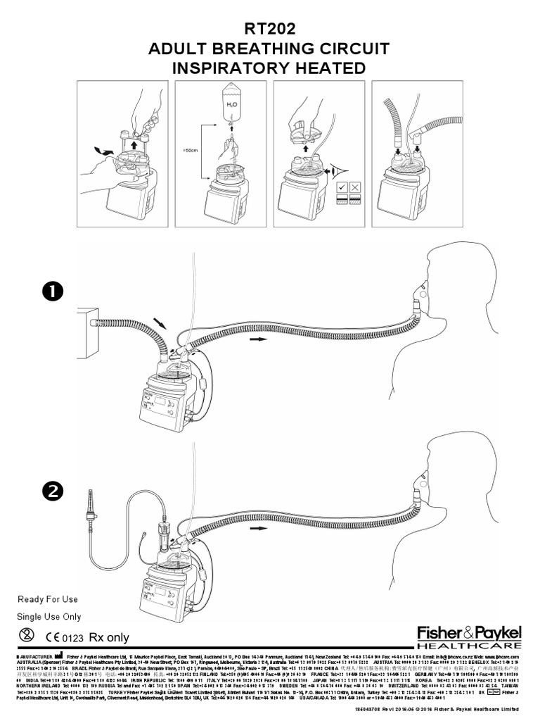 RT202 Adult Breathing Circuit Inspiratory Heated: Single Use Only Ready ...
