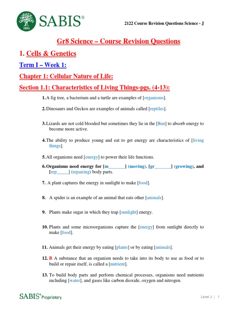 2122 Course Revision Questions Science J Solutions Updated | PDF ...
