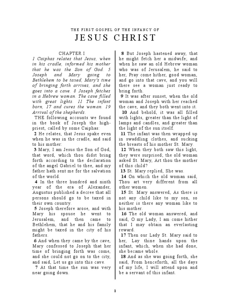 The First Gospel of The Infancy of Jesus Christ | PDF | Mary, Mother Of ...