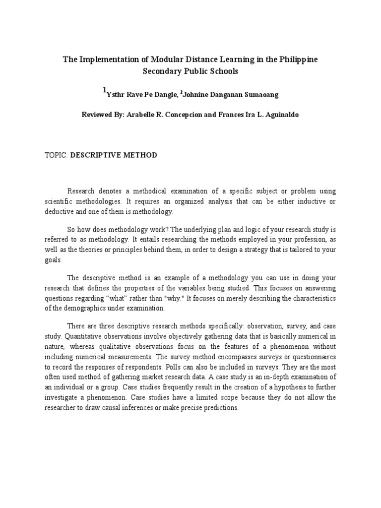 Descriptive Method PDF | PDF | Science & Mathematics