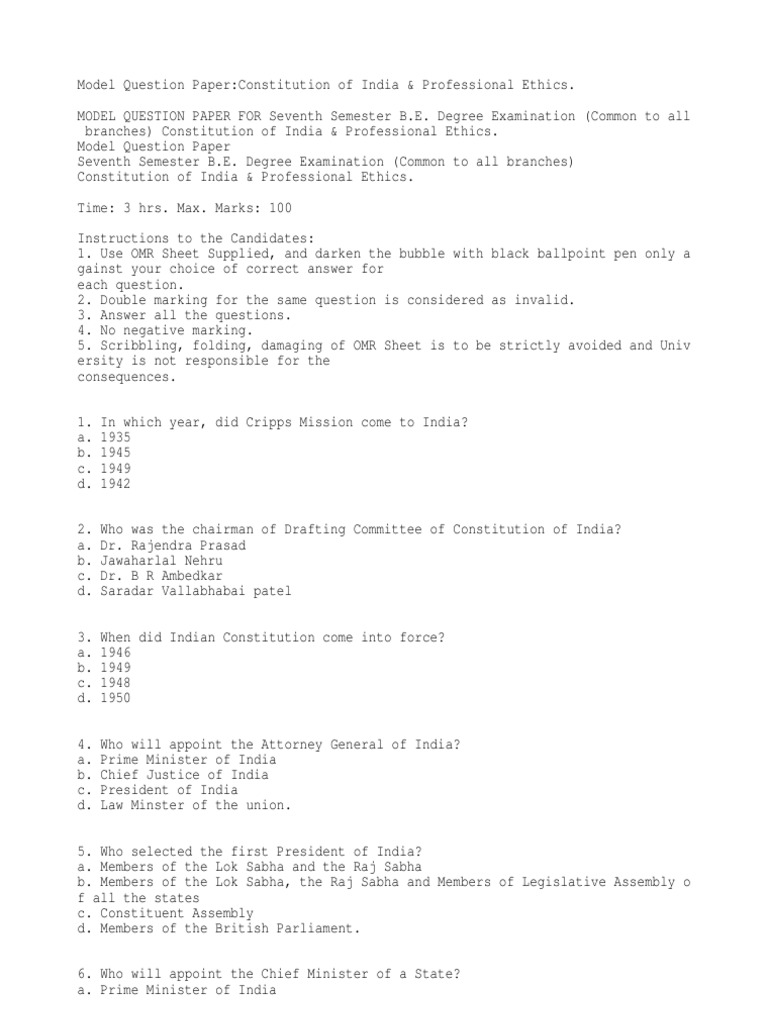 CIP Model Question Paper | PDF