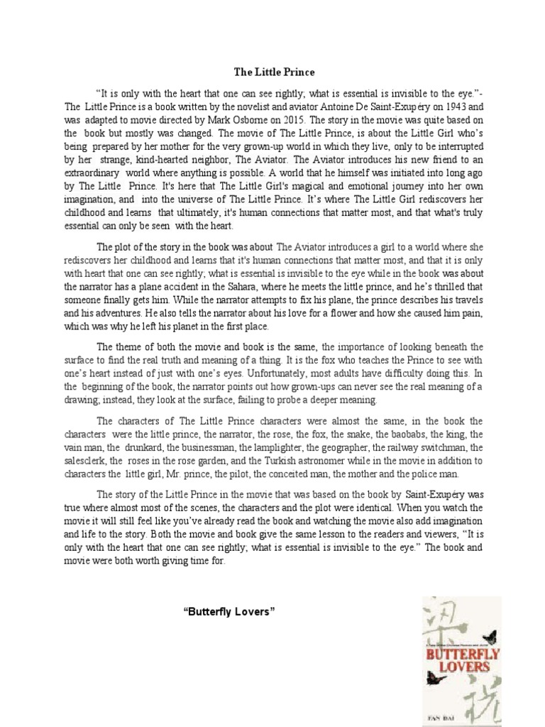 The Little Prince and Butterfly Lovers Overview | PDF | The Little Prince