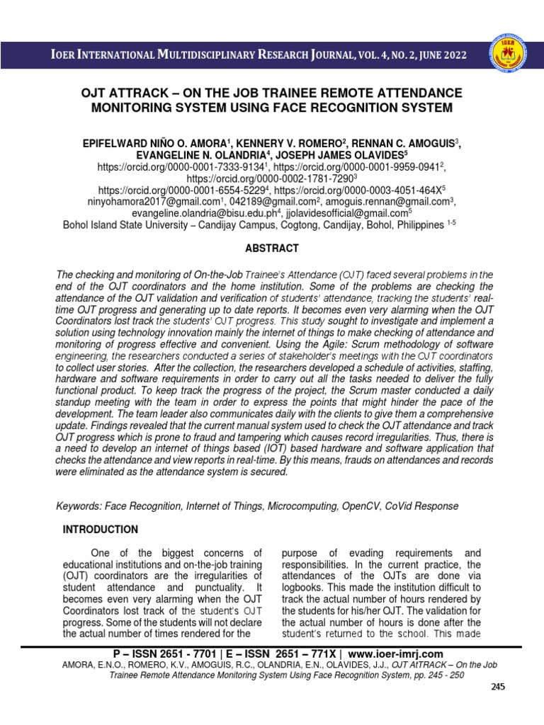 OJT AtTRACK - On The Job Trainee Remote Attendance Monitoring System ...