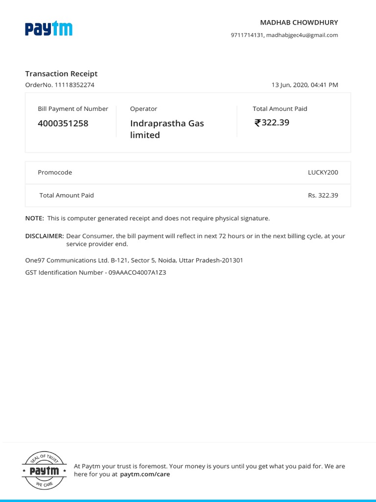 IGL Bill Payment Receipt For Landlord3 | PDF