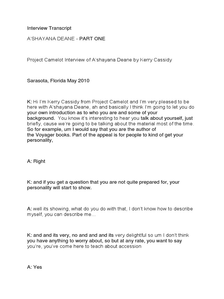 Ashayana Deane Ascension Mechancis Interview Transcript | PDF | Sphere ...