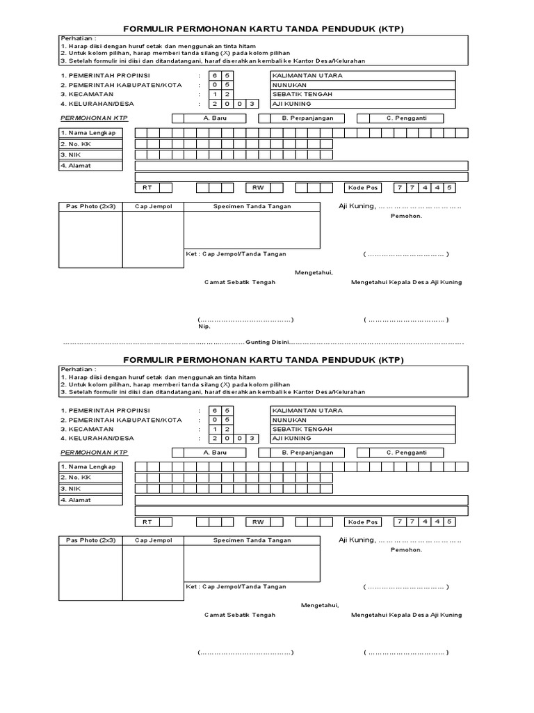 Formulir Permohonan KTP | PDF