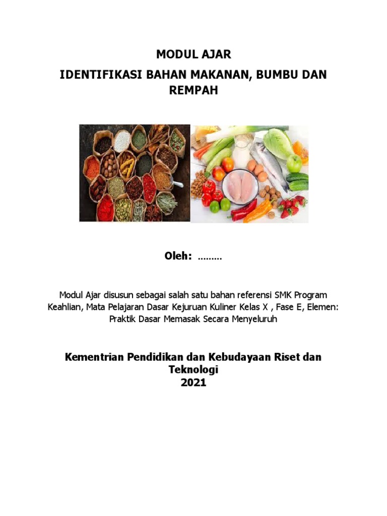 Contoh Modul Ajar Kuliner, PBM | PDF