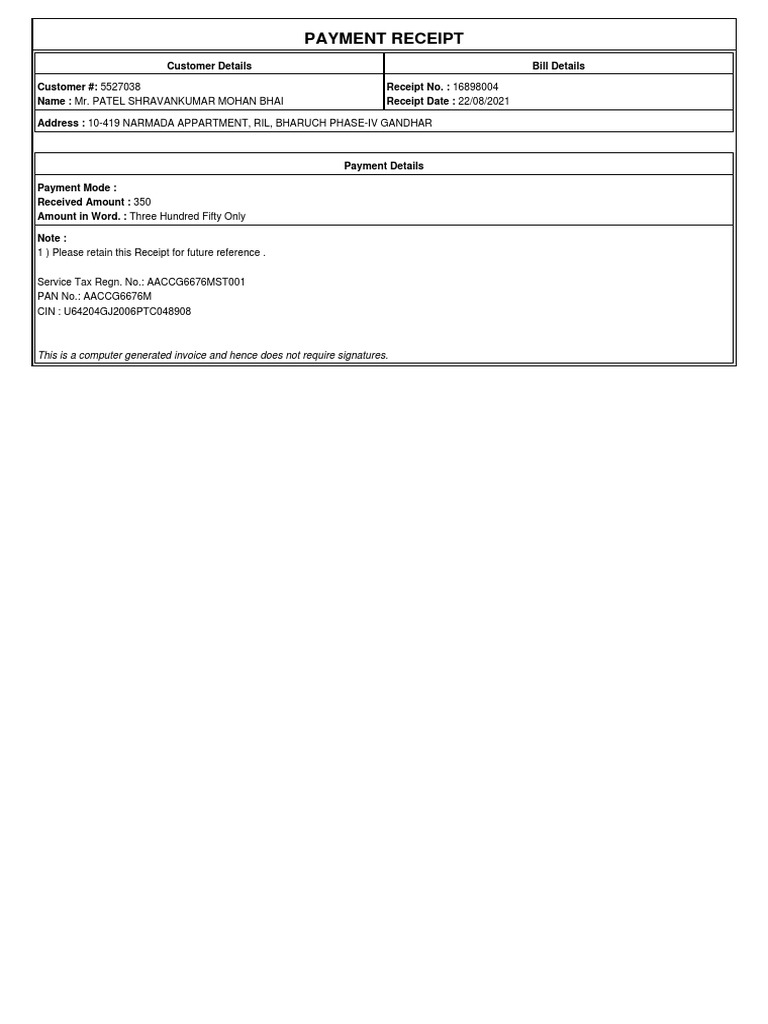 Payment Receipt: 1) Please Retain This Receipt For Future Reference | PDF