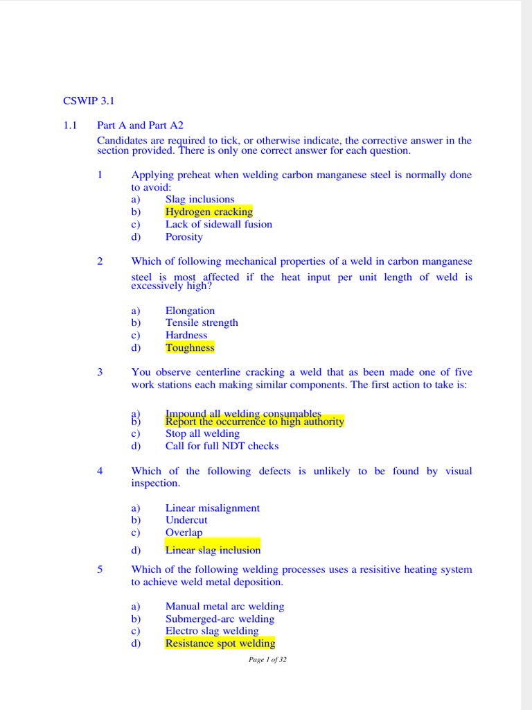 CSWIP 3.1 Multiple Choice-5 | PDF | Welding | Construction