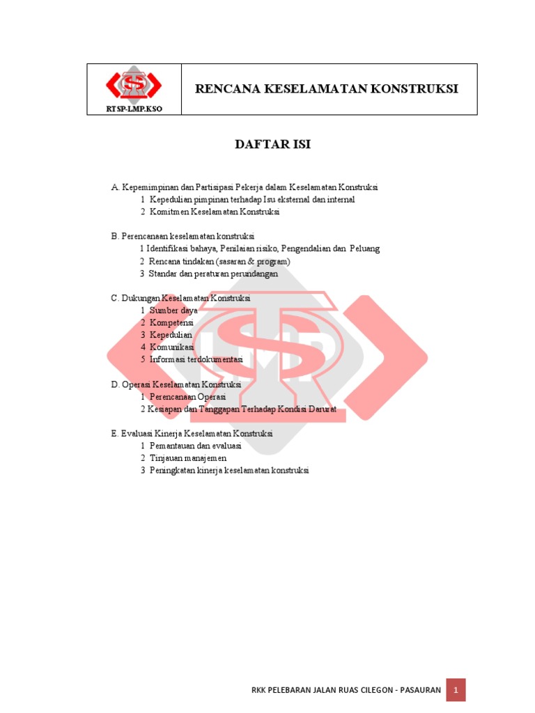 Rencana Keselamatan Konstruksi (RKK) | PDF