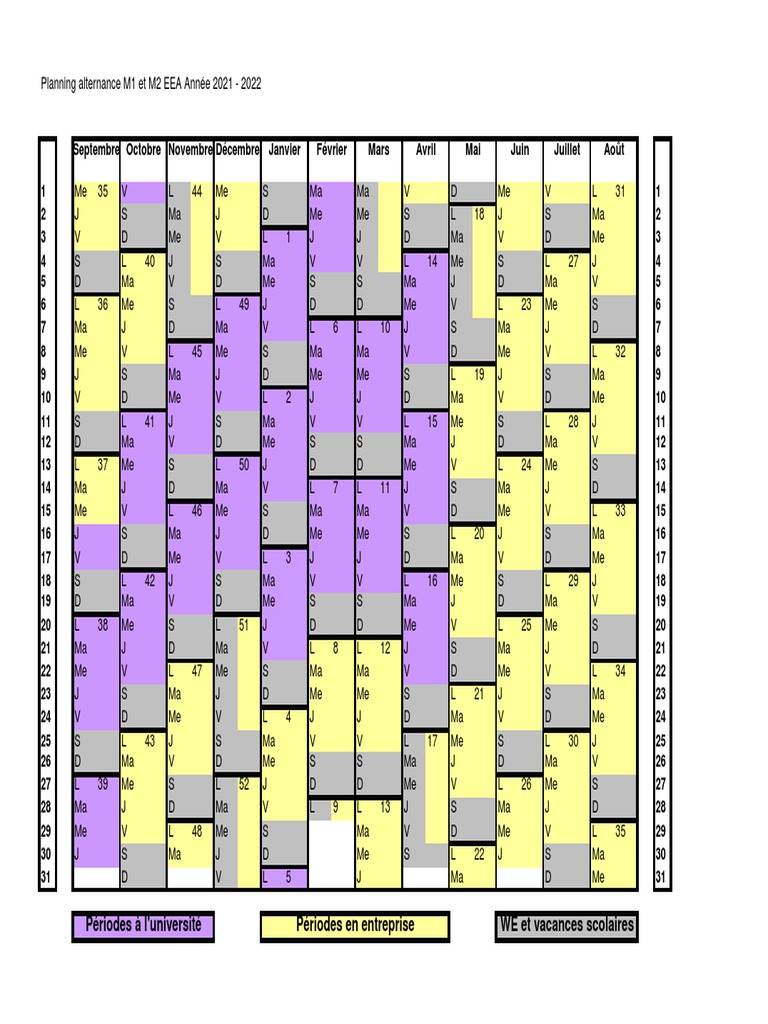 Calendrier Alternance M1 M2 EEA | PDF