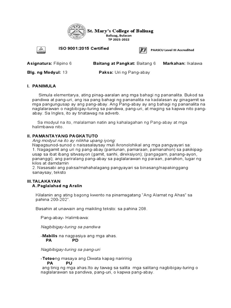 Grade 6 Module 13 | PDF