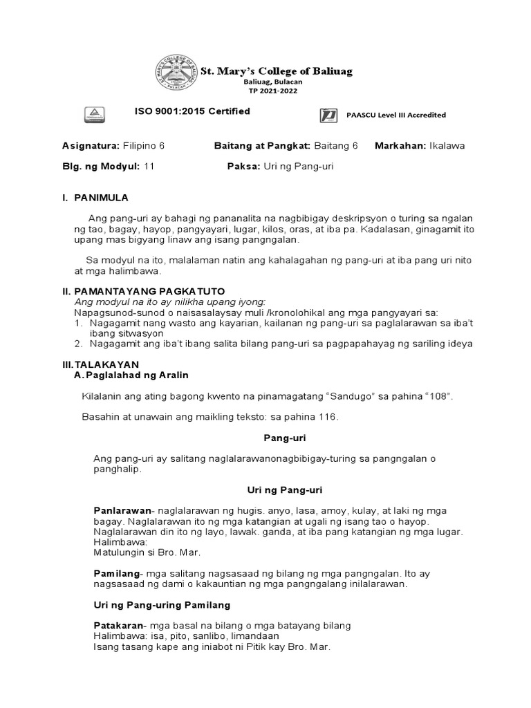 Grade 6 Module 11 | PDF