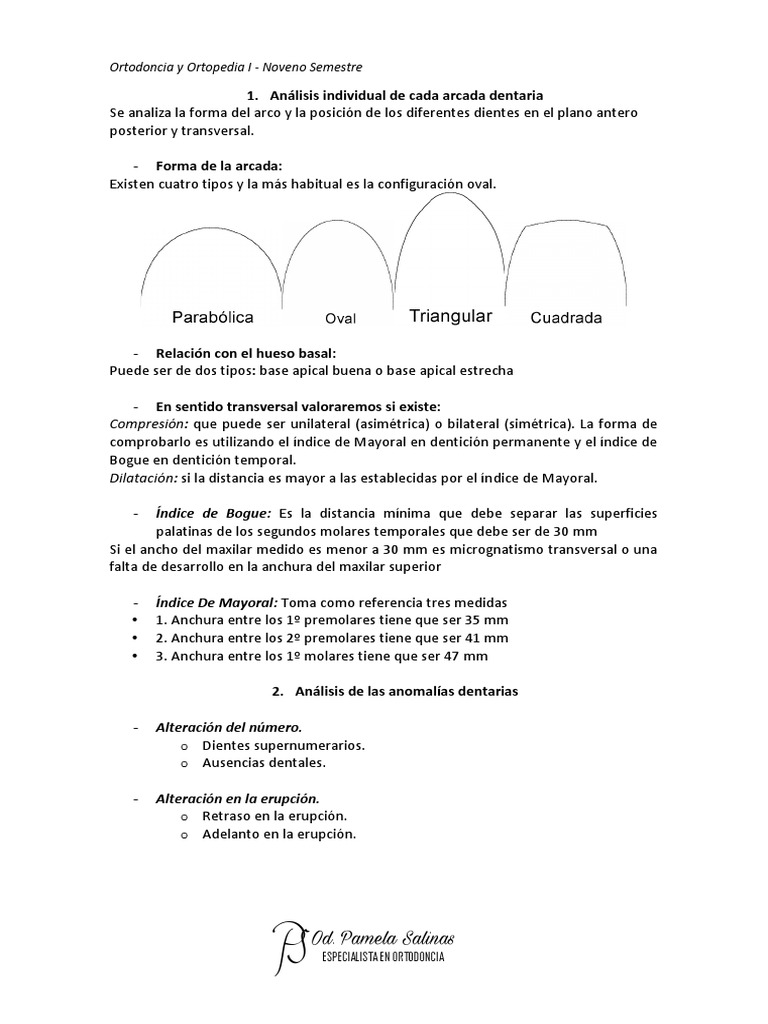 Tema 6 Análisis Individual de Cada Arcada Dentaria y Anomalias Dentarias | PDF | Ortodoncia | Diente