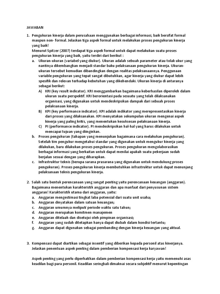 Tugas 1 Sistem Pengendalian Manajemen - Tubagus PM | PDF