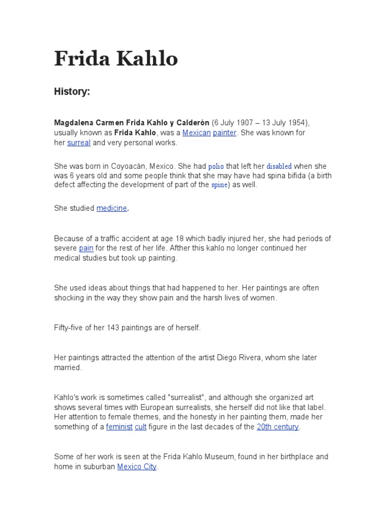 Frida Kahlo: History | PDF | History