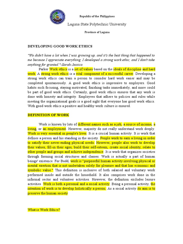 Developing Good Work Ethics | PDF | Disciplines | Mentorship
