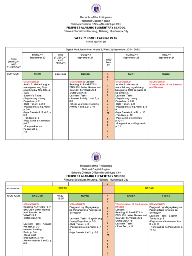 Filinvest Alabang Elementary School: Uslem (Wk2) Uslem (Wk2) Uslem (Wk2 ...