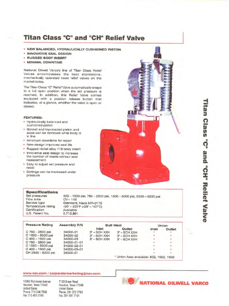 Titan Relief Valve NOV | PDF