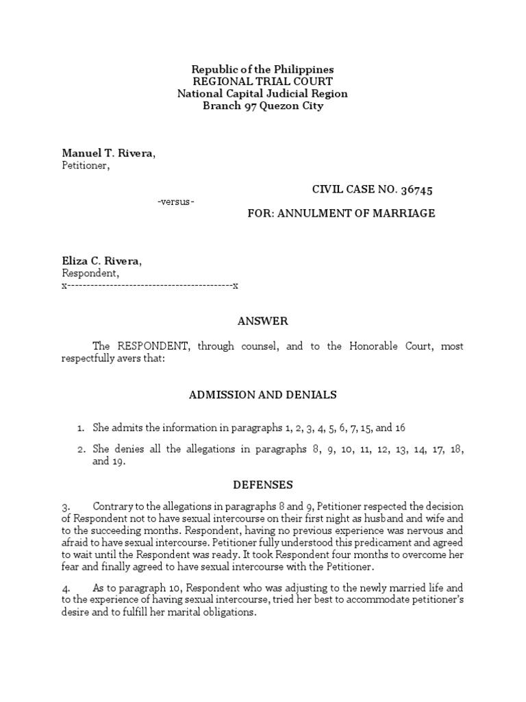 Republic of The Philippines Regional Trial Court National Capital ...