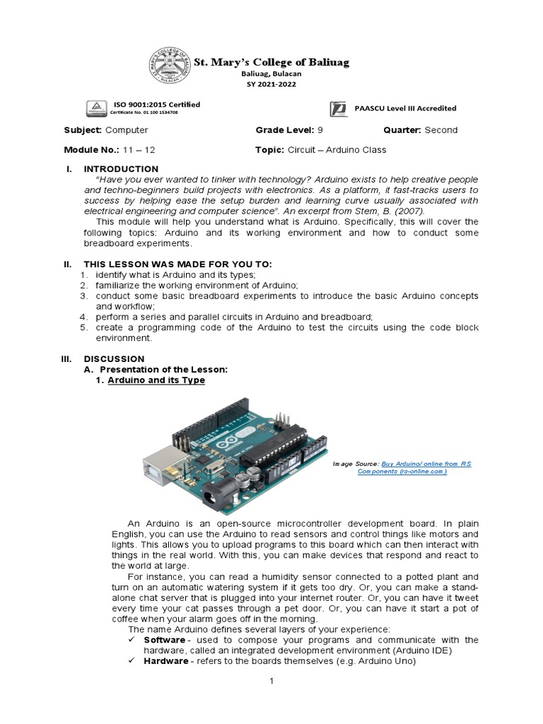 Computer 9 Module 11 | PDF | Arduino | Information Age