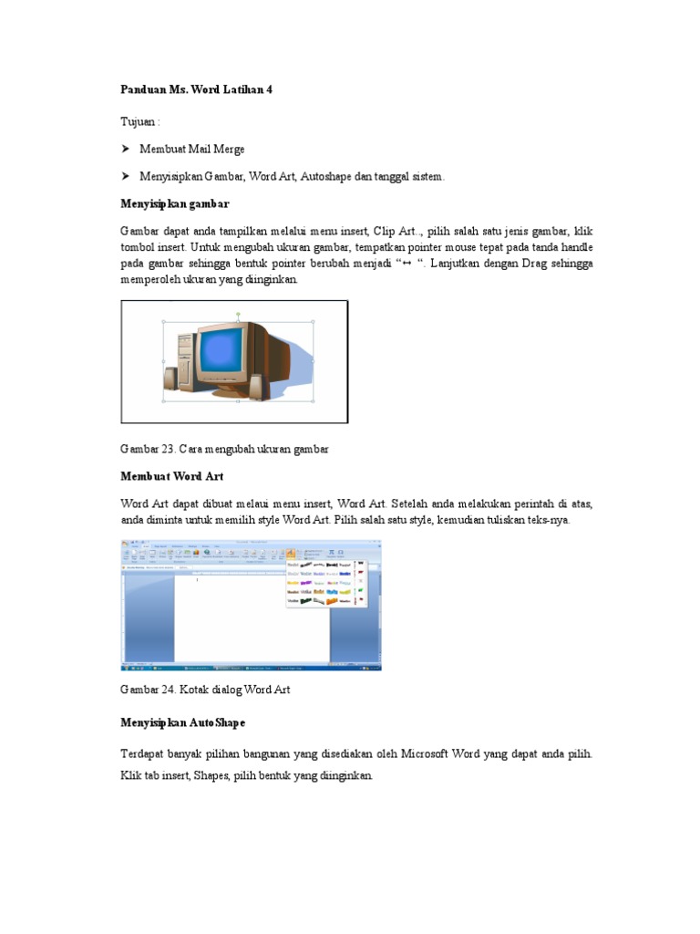 Topic 4. Membuat Mail Merge, Menyisipkan Gambar DLL | PDF