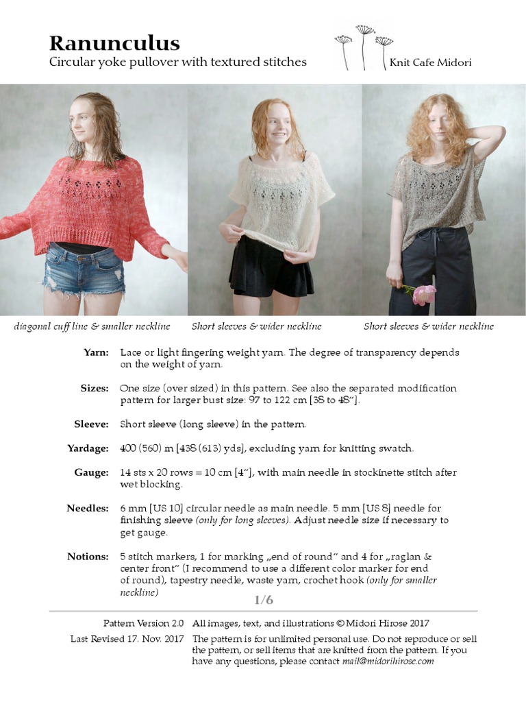 Ranunculus en Ver 02 0 | PDF | Knitting | Gauge (Knitting)