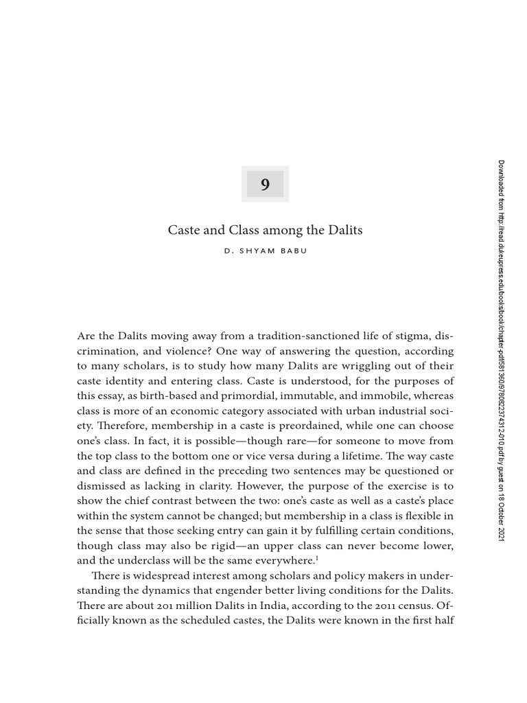 Dalits: Transition from Caste to Class | PDF | Dalit | Caste