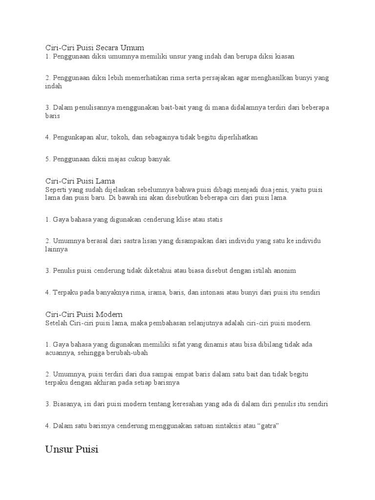 Ciri Puisi | PDF | Puisi | Klasik