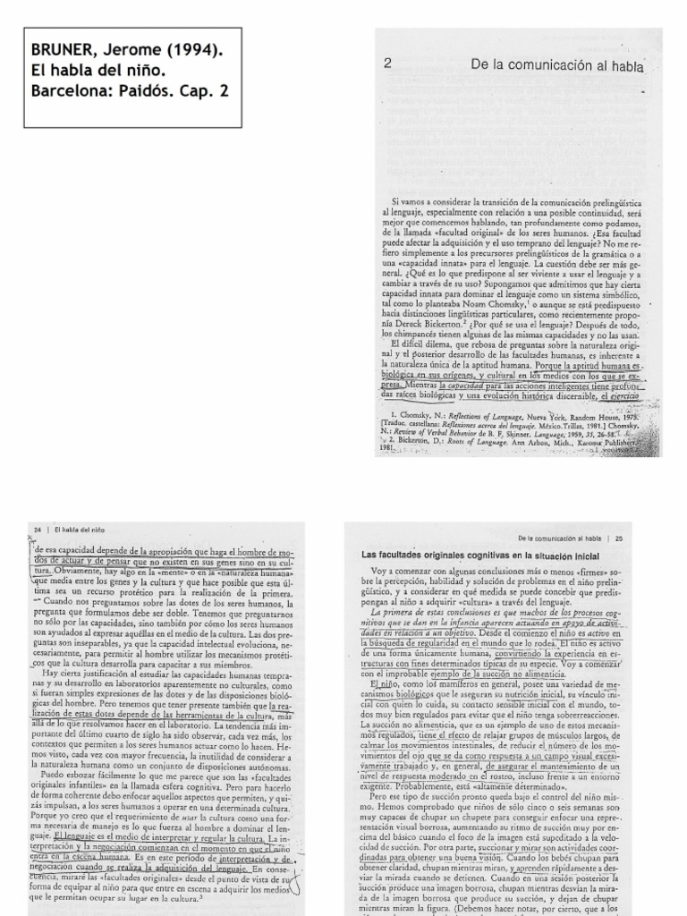 Bruner El Habla Del Niño Cap2 de La Comunicacion Al Habla | PDF