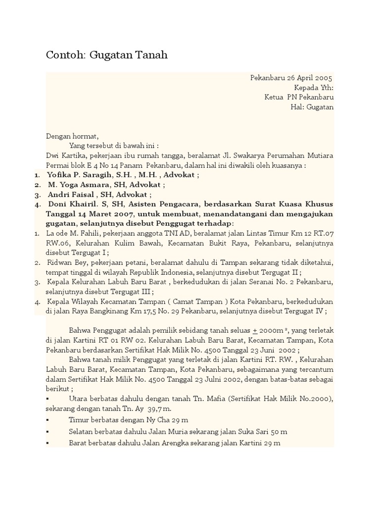 Contoh Gugatan Tanah | PDF