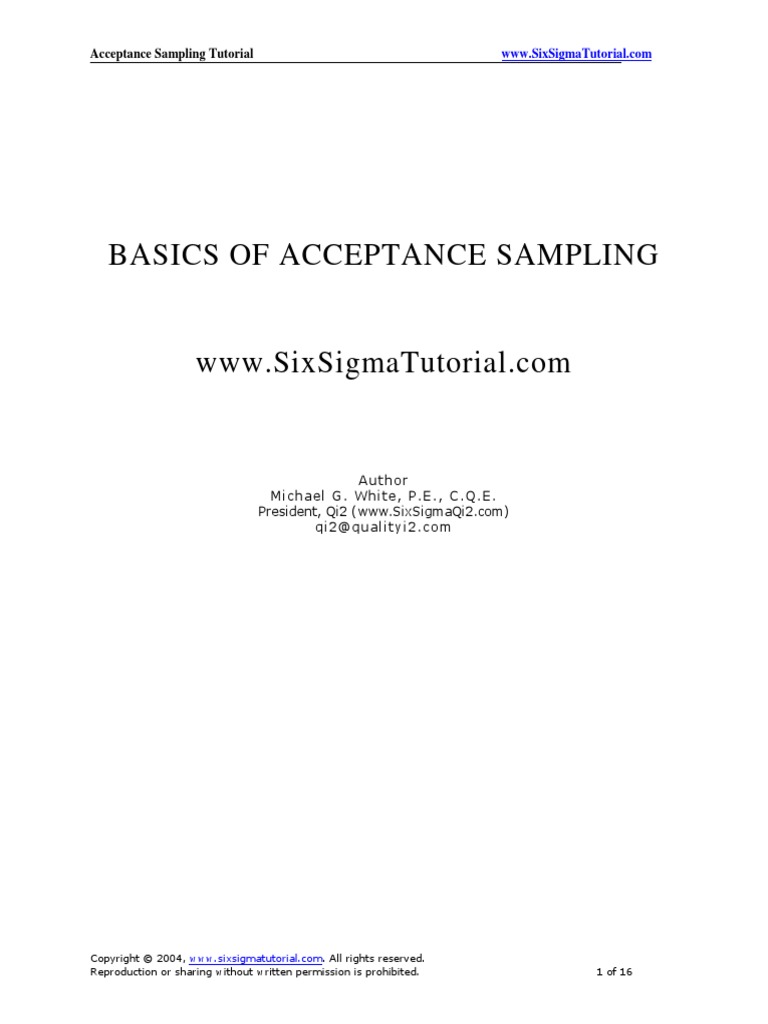 Introduction To Acceptance Sampling | PDF | Standard Deviation | Sampling (Statistics)