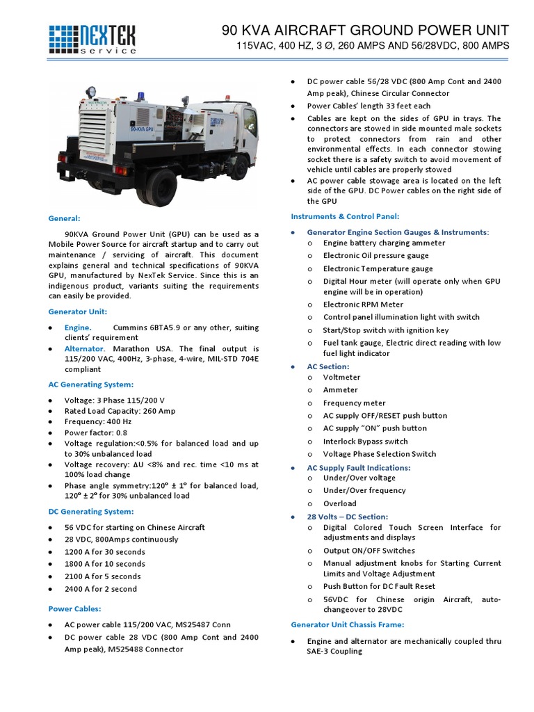 Mobile 90KVA Ground Power Unit (GPU) Provides Aircraft Startup Power ...