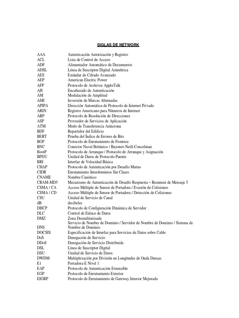 Siglas Redes | PDF | Protocolos de internet | Internet
