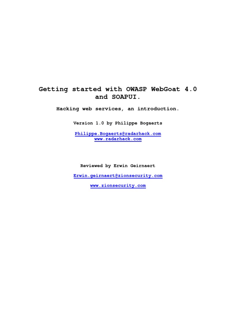 Getting Started With OWASP WebGoat and SOAPUI | PDF | Soap | Web Service Getting Started With OWASP WebGoat and SOAPUI | PDF | Soap | Web Service