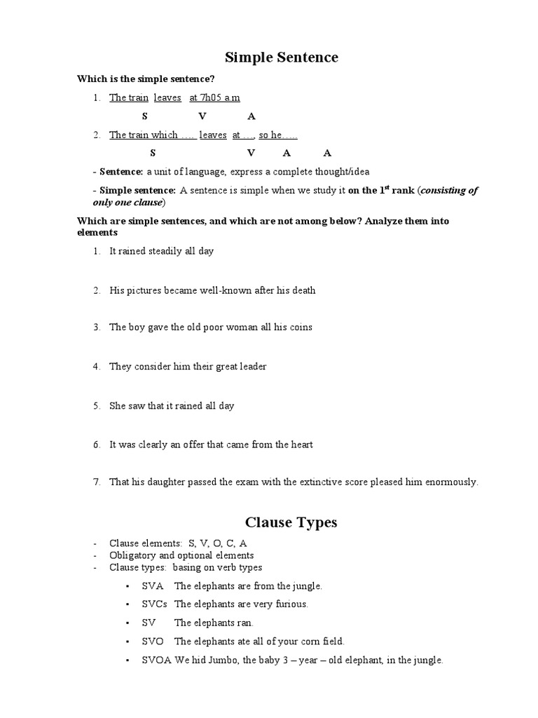 Simple Sentence: Only One Clause) | PDF | Question | Clause