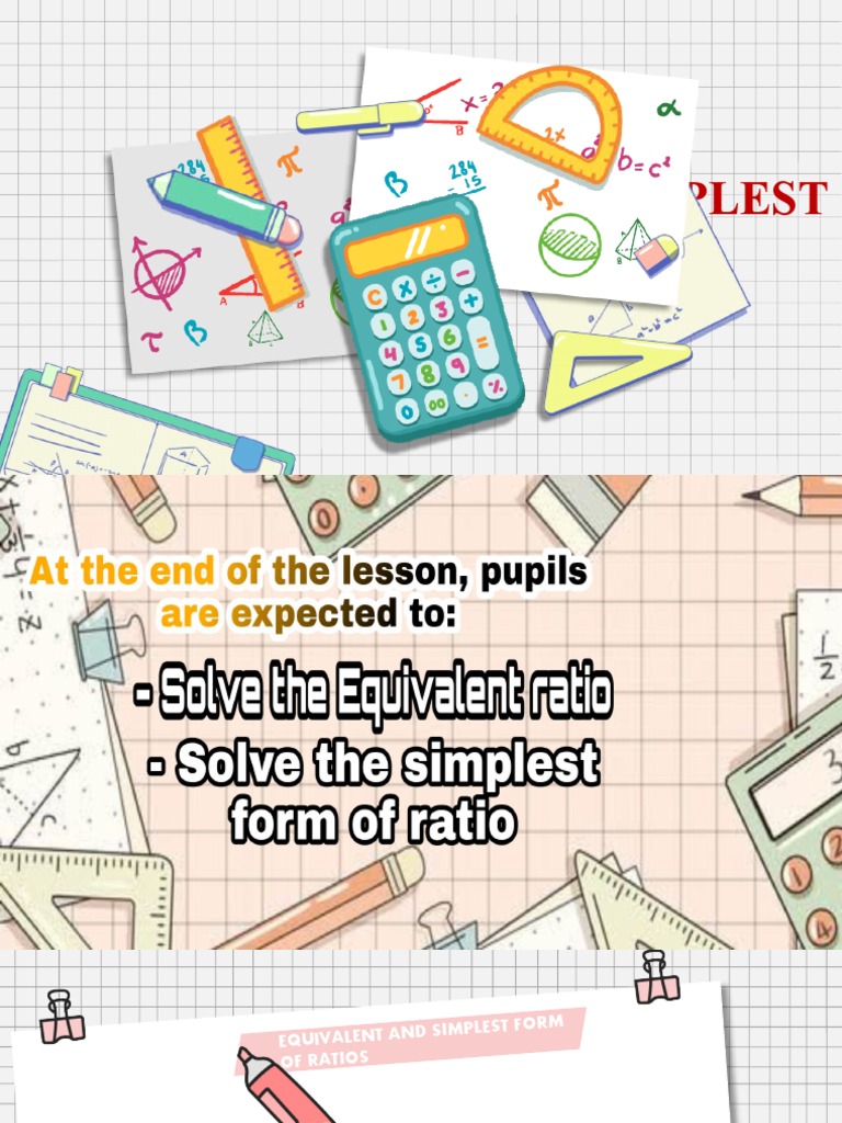 Equivalent and Simplest Form of Ratios | PDF