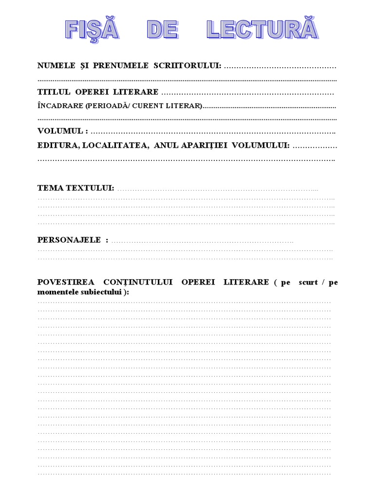 Fisa Lectura | PDF