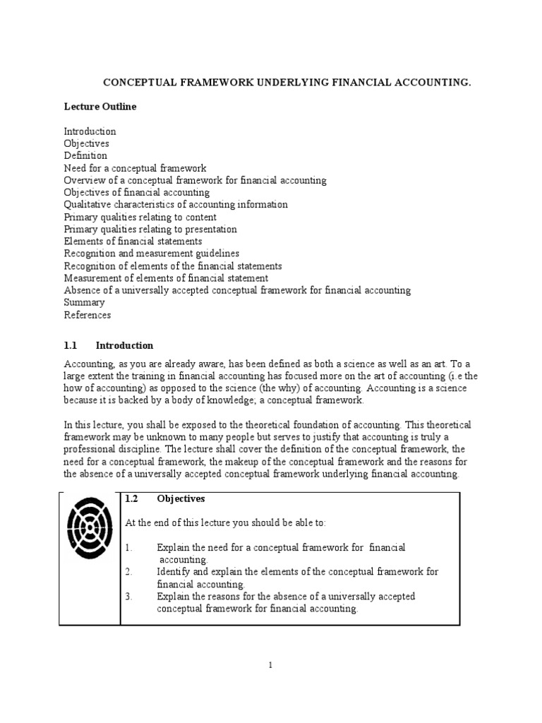 Conceptual Framework Underlying Financial Accounting. Lecture Outline | PDF | Financial ...