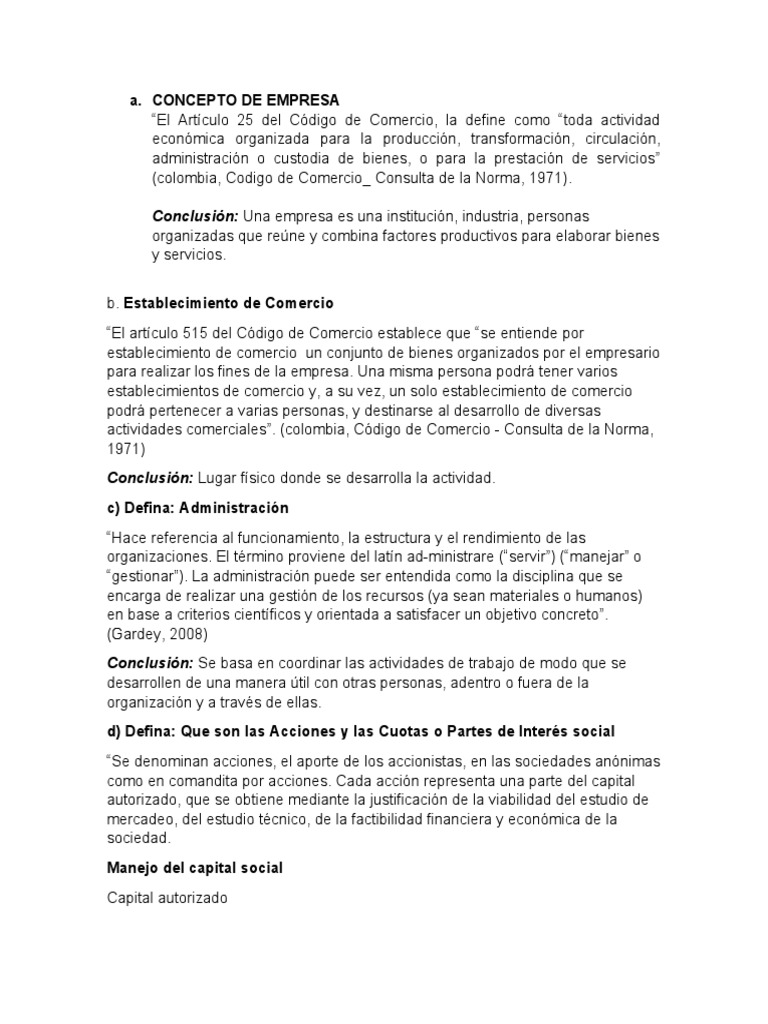 A. Concepto de Empresa: Conclusión: Una Empresa Es Una Institución ...