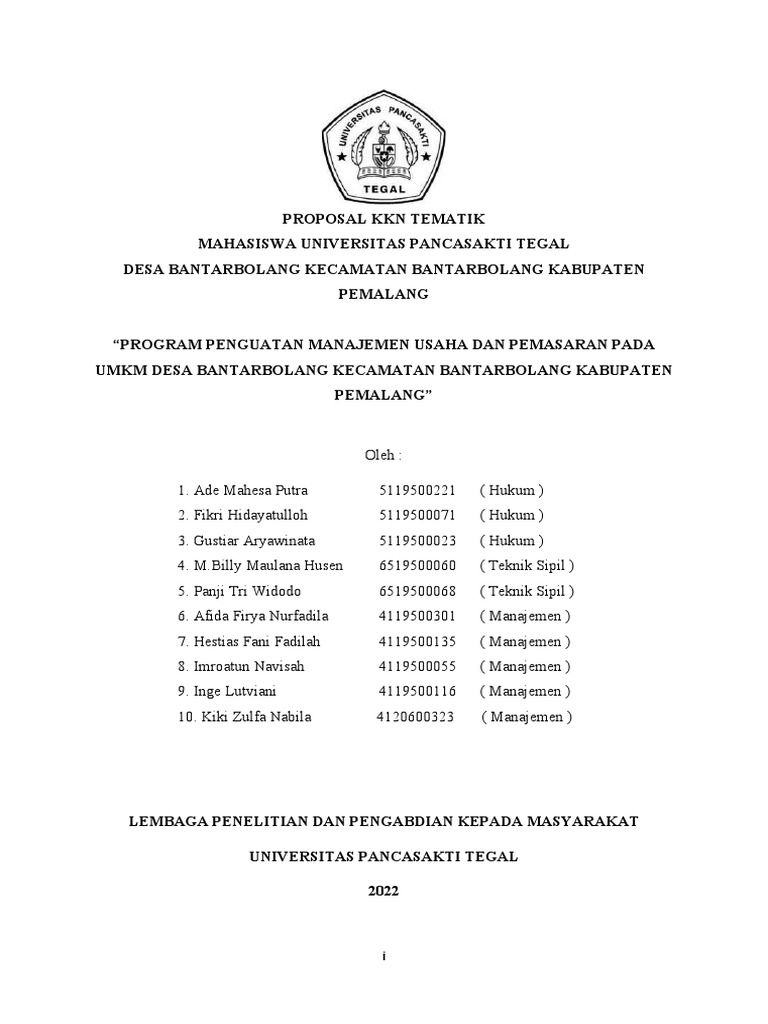 Contoh Proposal KKN Tematik | PDF