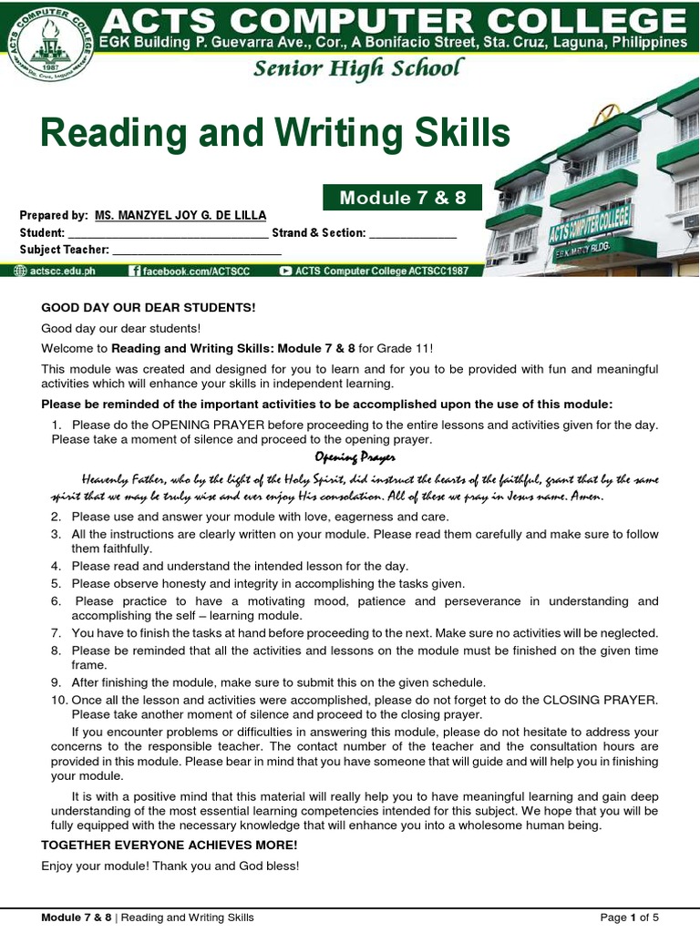 Reading and Writing Skills: Module 7 & 8 | PDF | Essays | Causality
