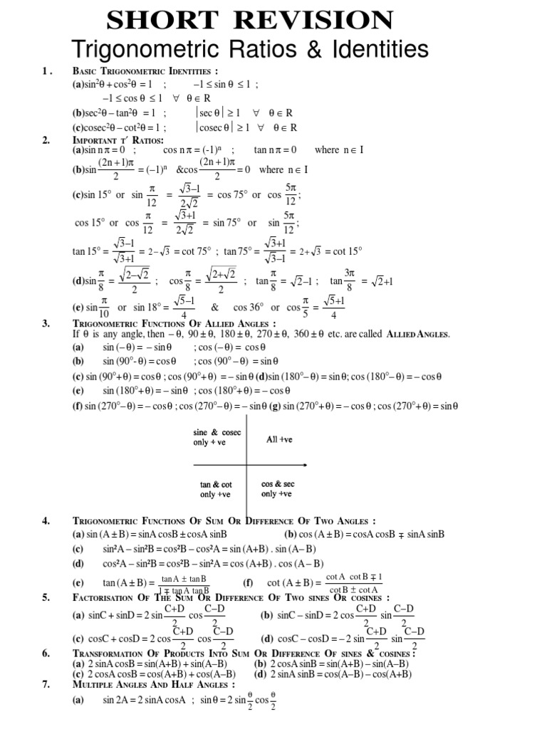 63 TRIGONOMETRIC RATIO - IDENTITY PART 2 of 2 | PDF | Sine ...