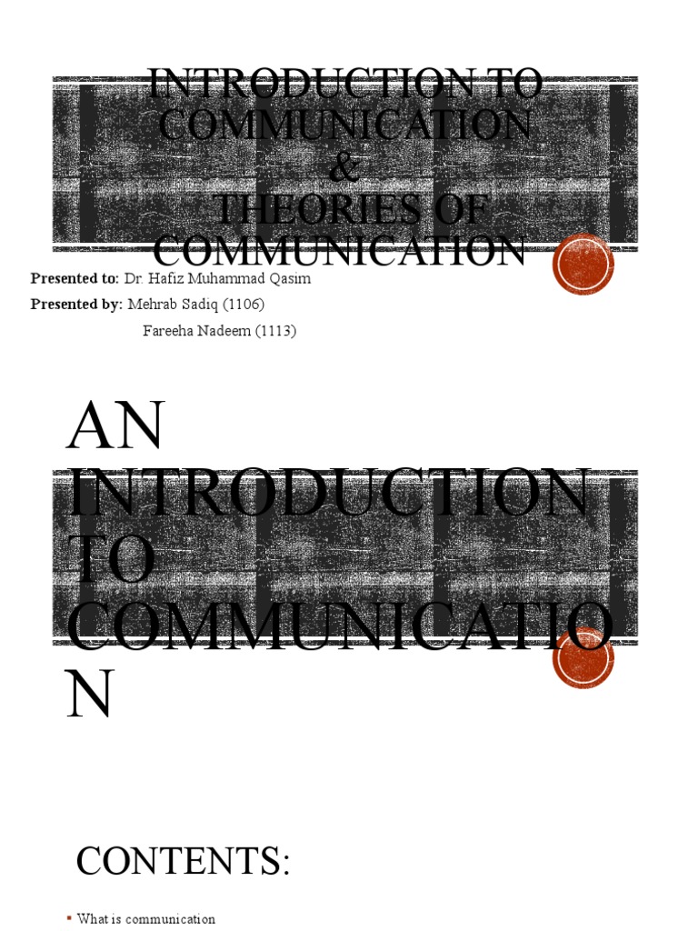 Introduction and Theories of Communication | PDF | Communication ...