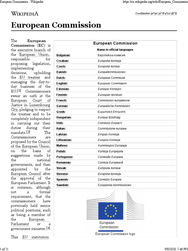 European Commission | PDF | European Commission | European Union