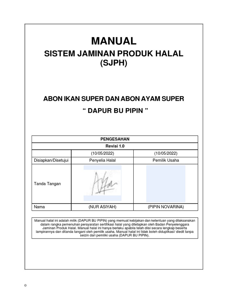 Format Sistem Jaminan Halal Print MAREH | PDF