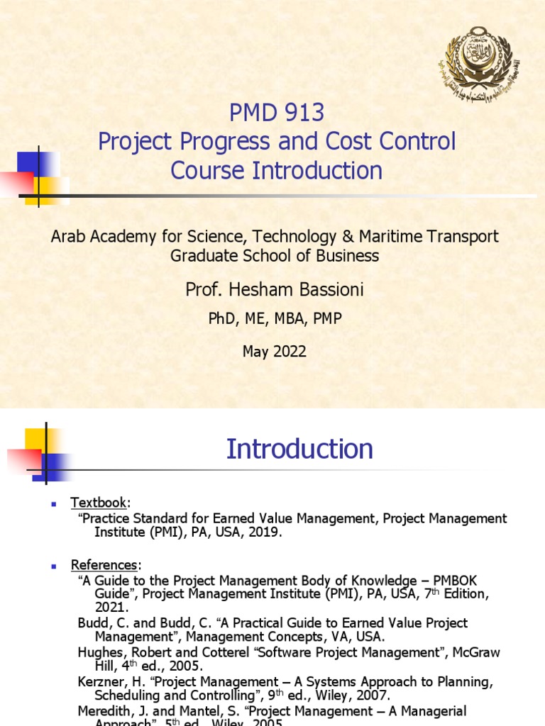 PMD 913 - Course Introduction May22 R2 | PDF | Project Management | Evaluation